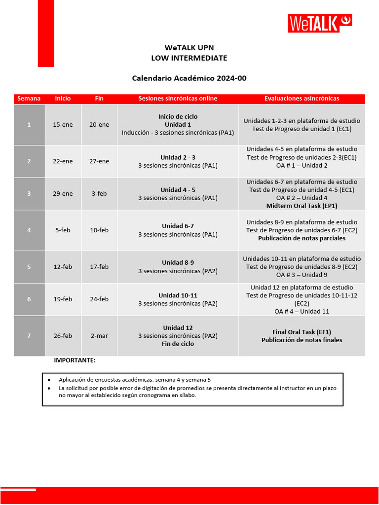 LI Calendario UPN 2024-00 | PDF