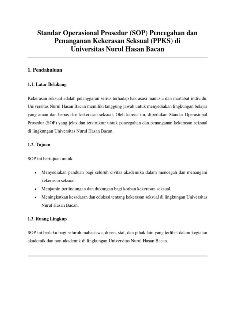 SOP PPKS (Standar Operasional Prosedur) | PDF