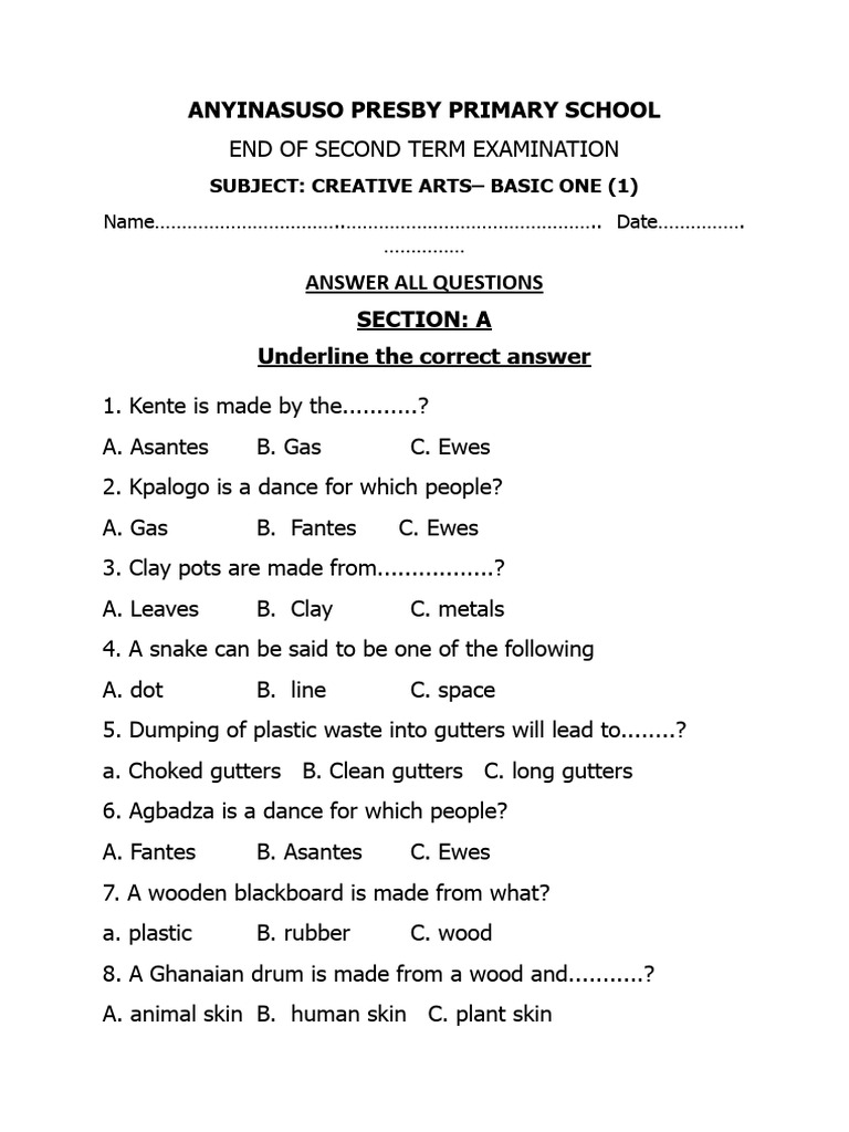 Creative-Arts-Basic 1 Questions | PDF | Language Arts & Discipline | Art