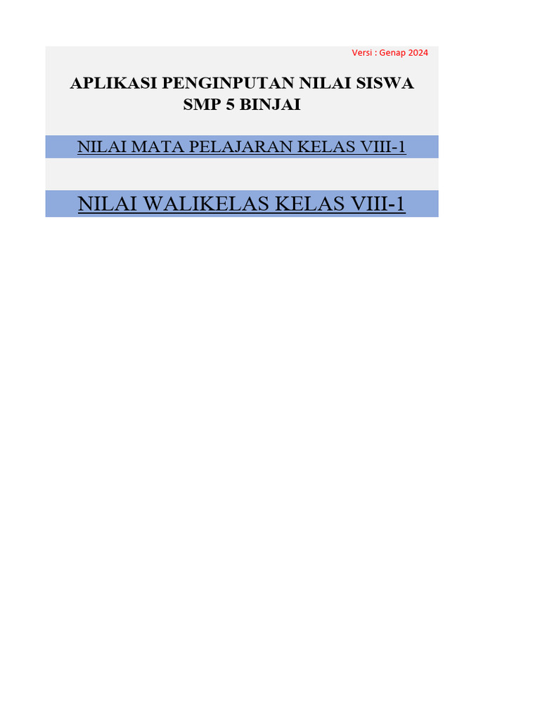 Nilai Pjok Viii-1 Genap 2024 | PDF
