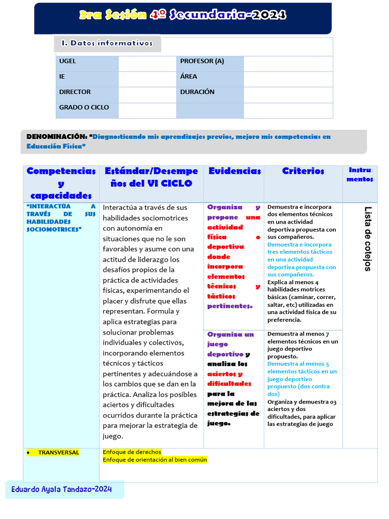 4° SECUNDARIA-ED2-2024 | Descargar gratis PDF | Evaluación | Ciencia cognitiva