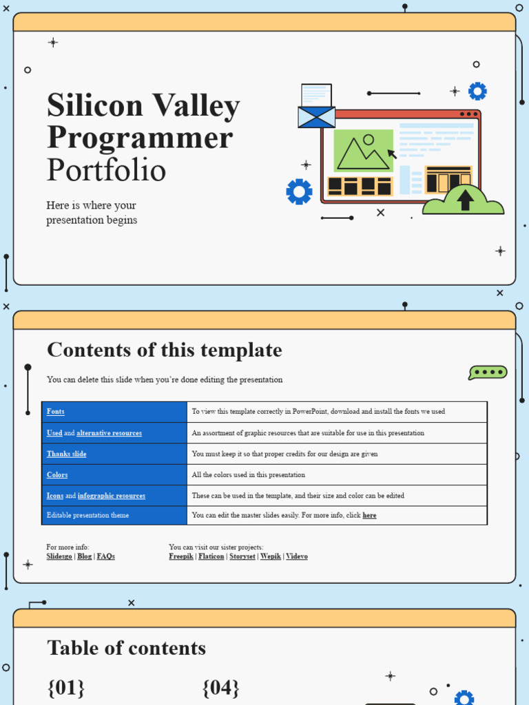 Silicon Valley Programmer Portfolio by Slidesgo | PDF | Leadership | Skill