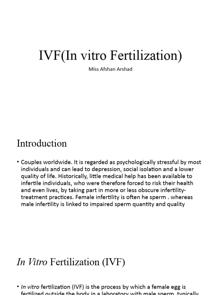 IVF (In Vitro Fertilization) | PDF | In Vitro Fertilisation | Fertilisation