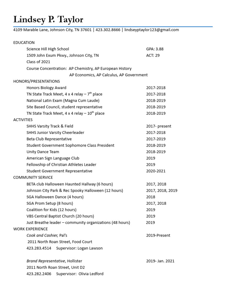 Lindsey Resume | PDF | Advanced Placement | Educational Stages