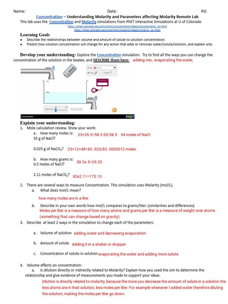 Understanding Molarity in Solutions | PDF | Concentration | Molar ...