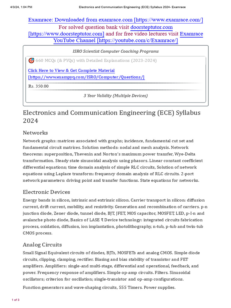 Electronics Communication Syllabus | PDF | Electronic Engineering ...