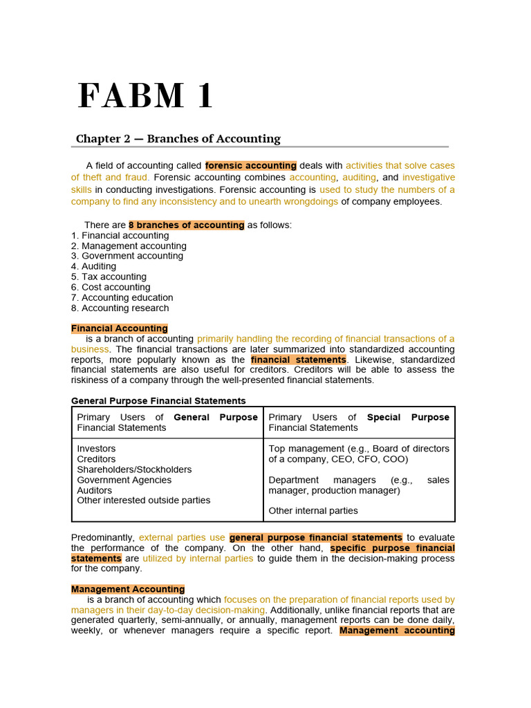 FABM1-Chapter 2 | PDF | Accounting | Audit