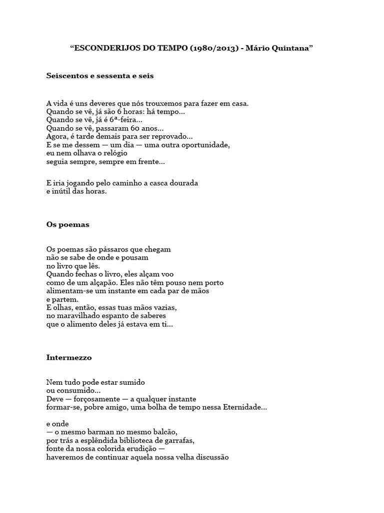 Poemas de Mário Quintana sobre o Tempo | PDF | Poesia