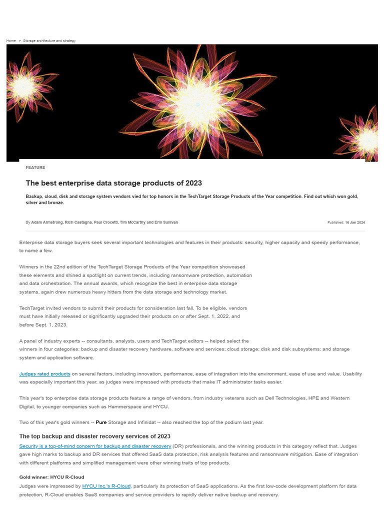 2023-Techtarget-The Best Enterprise Data Storage Products of 2023 - TechTarget | PDF | Cloud ...