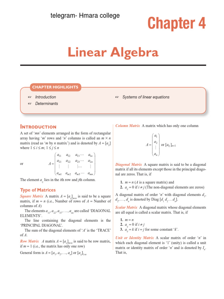Linear Algebra | PDF | Matrix (Mathematics) | Determinant