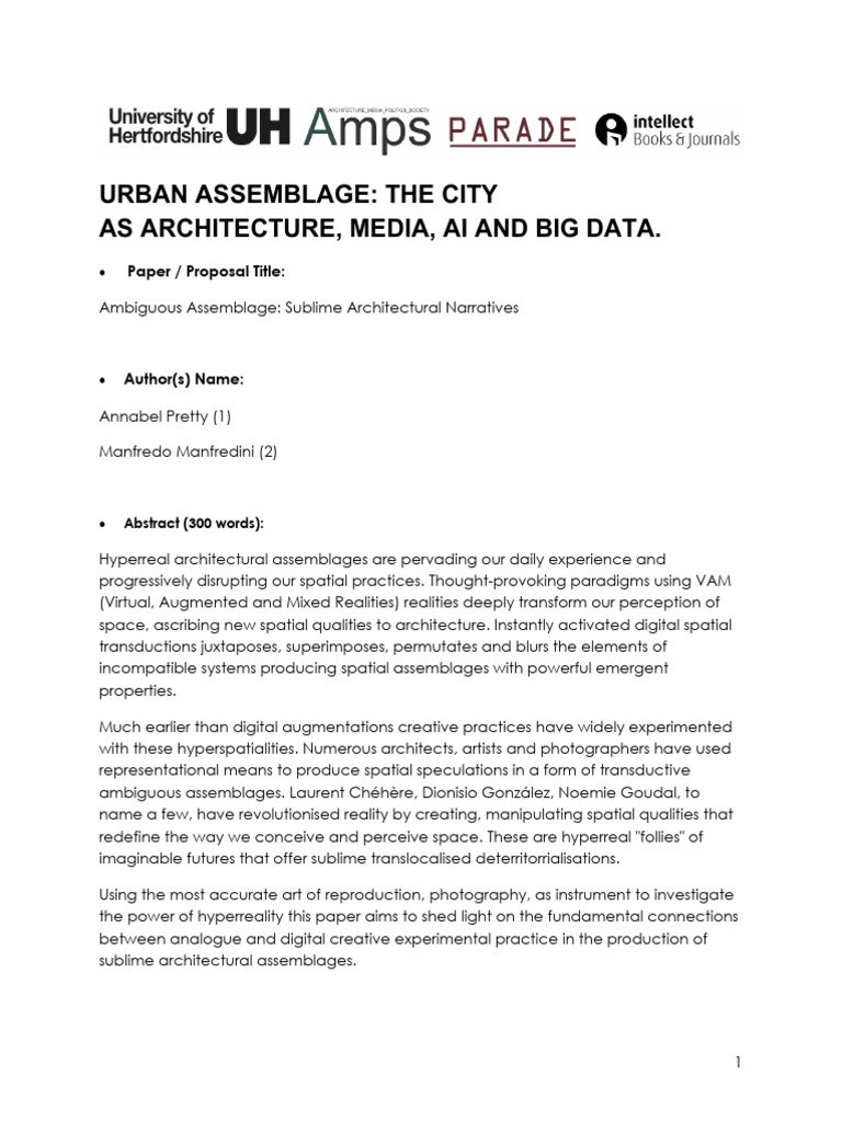 Urban Assemblage: The City As Architecture, Media AI and Big Data | PDF ...