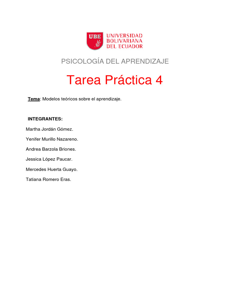 Tarea 4 Subir Deber | PDF | Aprendizaje | Maestros