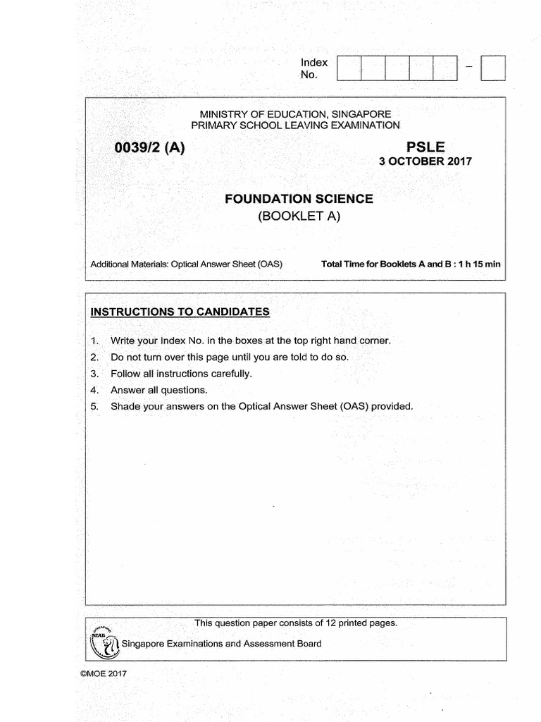 PSLE Foundation Science 2017 | PDF