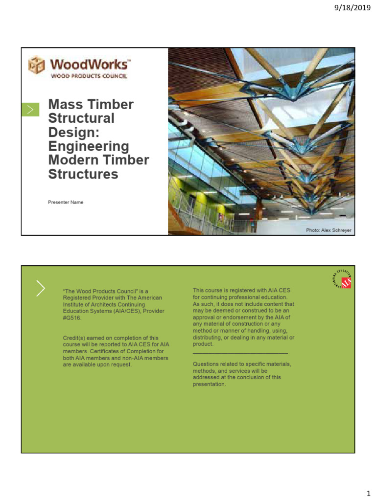 Presentation Slides BRENEMAN Mass Timber Structural Design WDS 190919 | PDF | Framing ...