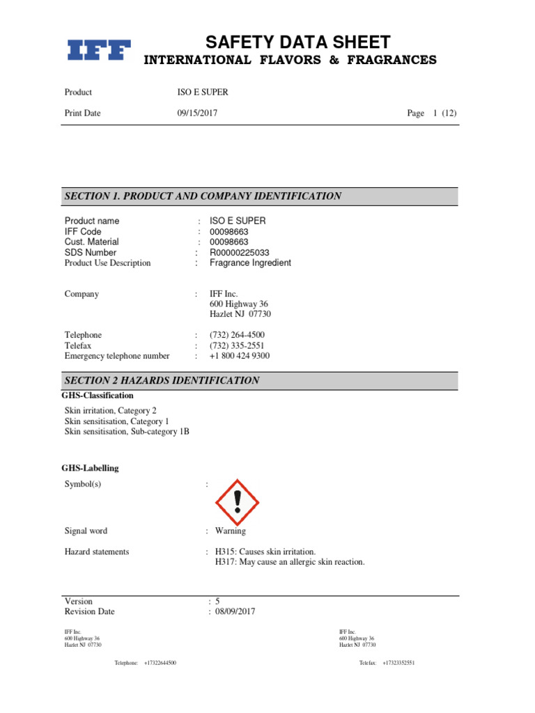 Iso e Super GHS SDS | PDF | Personal Protective Equipment | Safety