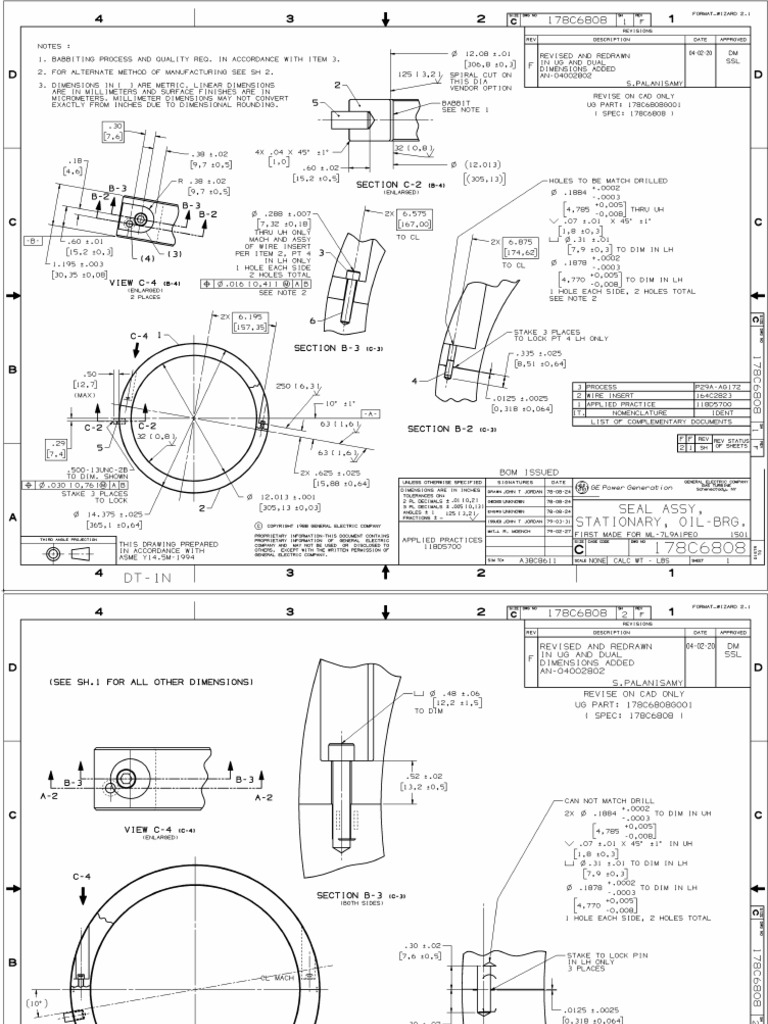 Seal Assy Stationary, Oil-Brg: Holes To Be Match Drilled I +-0002 0 ...