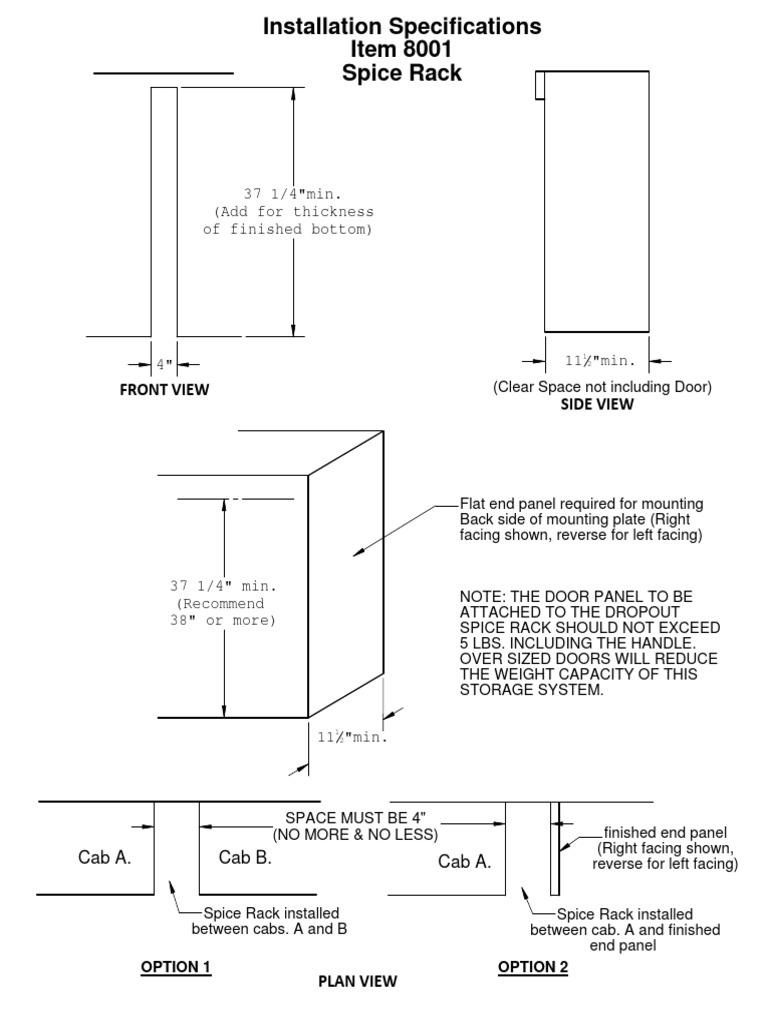 Spice Rack Installation Guide | PDF