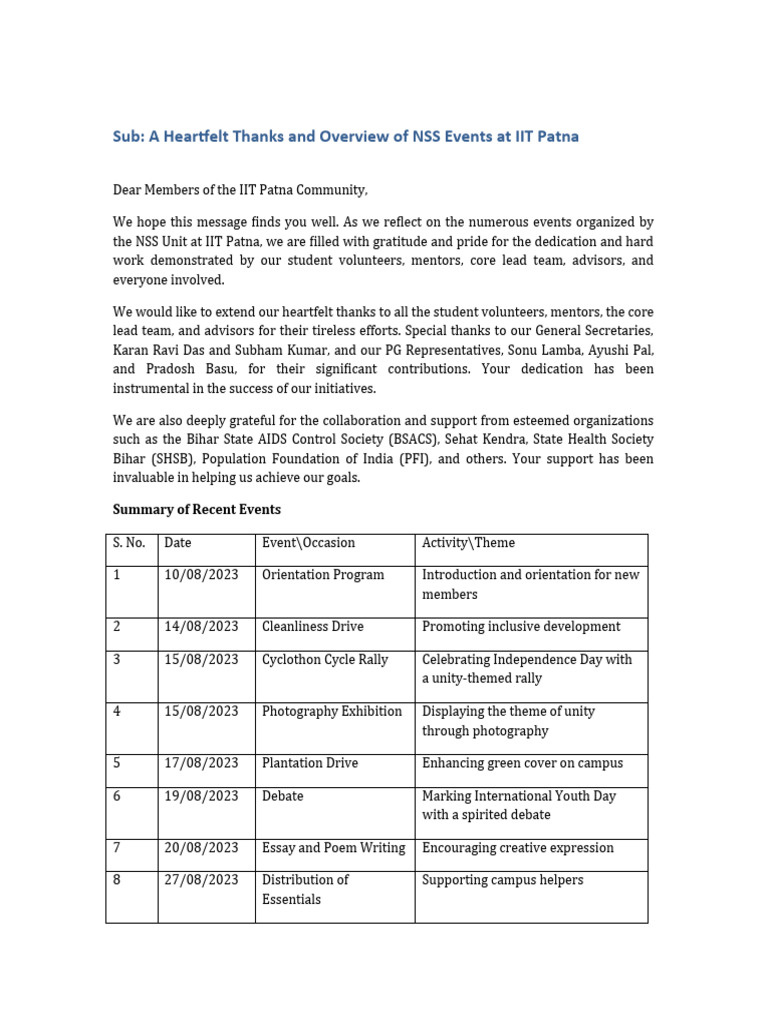 NSS Events Email | PDF