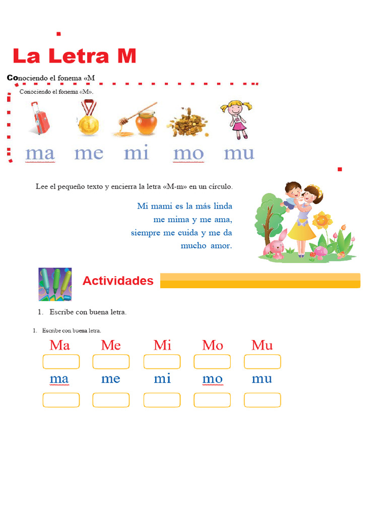 La Letra M para Primer Grado de Primaria | PDF