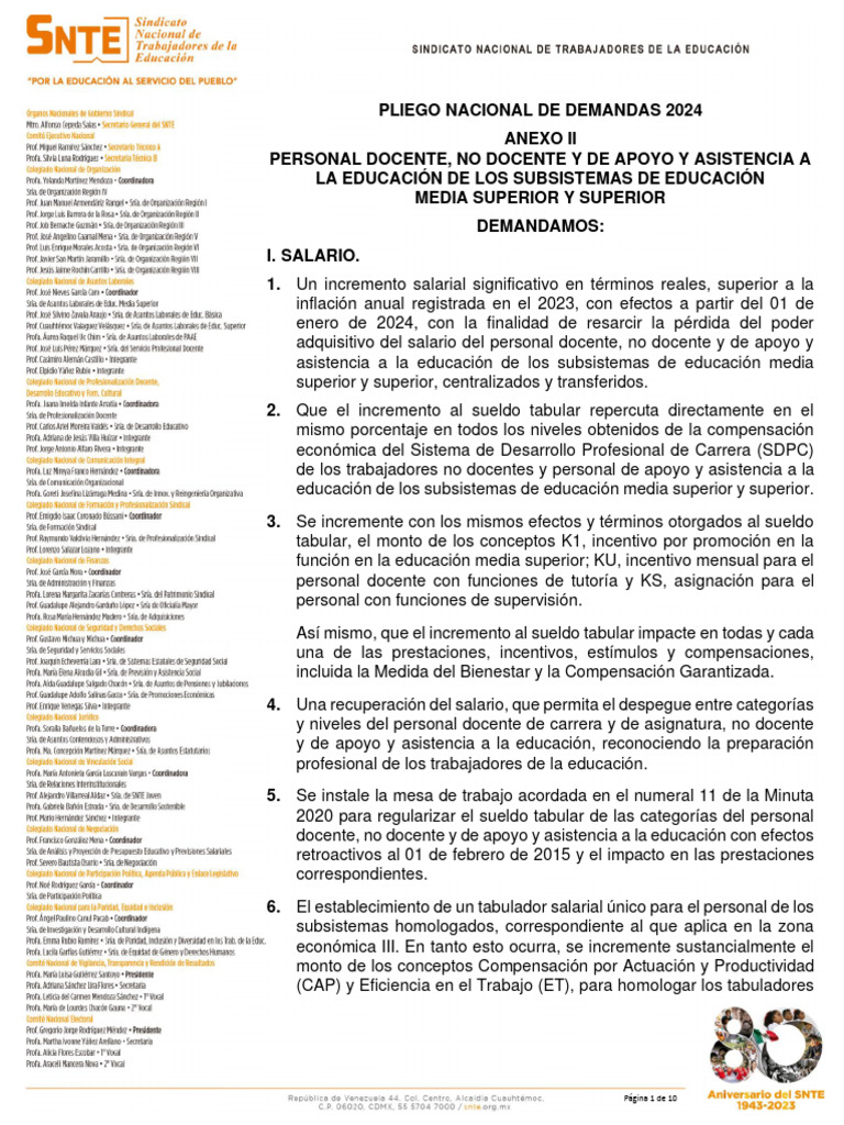 Anexo II - PND - 2024 | PDF | Maestros | Salario