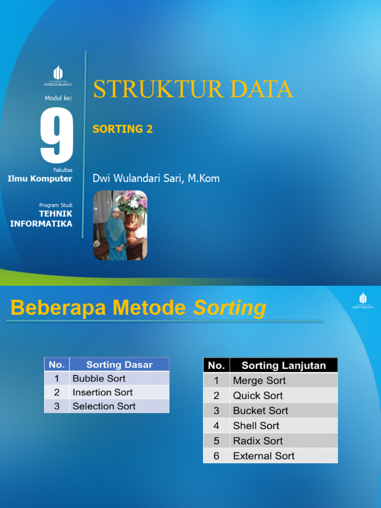 StrukDat Pertemuan9 Sorting2 | PDF | Komputer