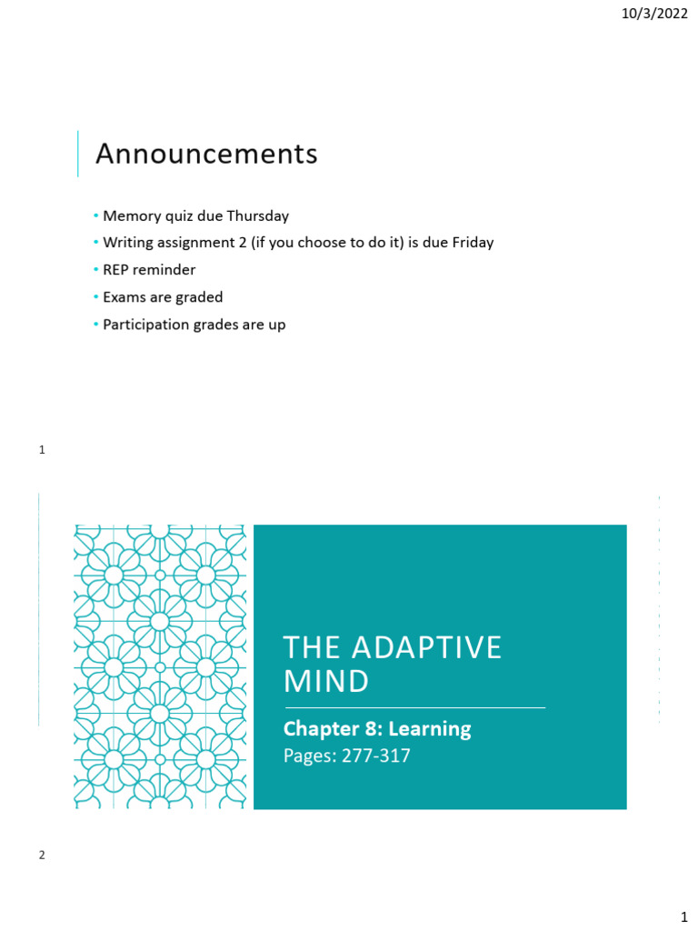 6 Learning Slides | PDF | Classical Conditioning | Reinforcement