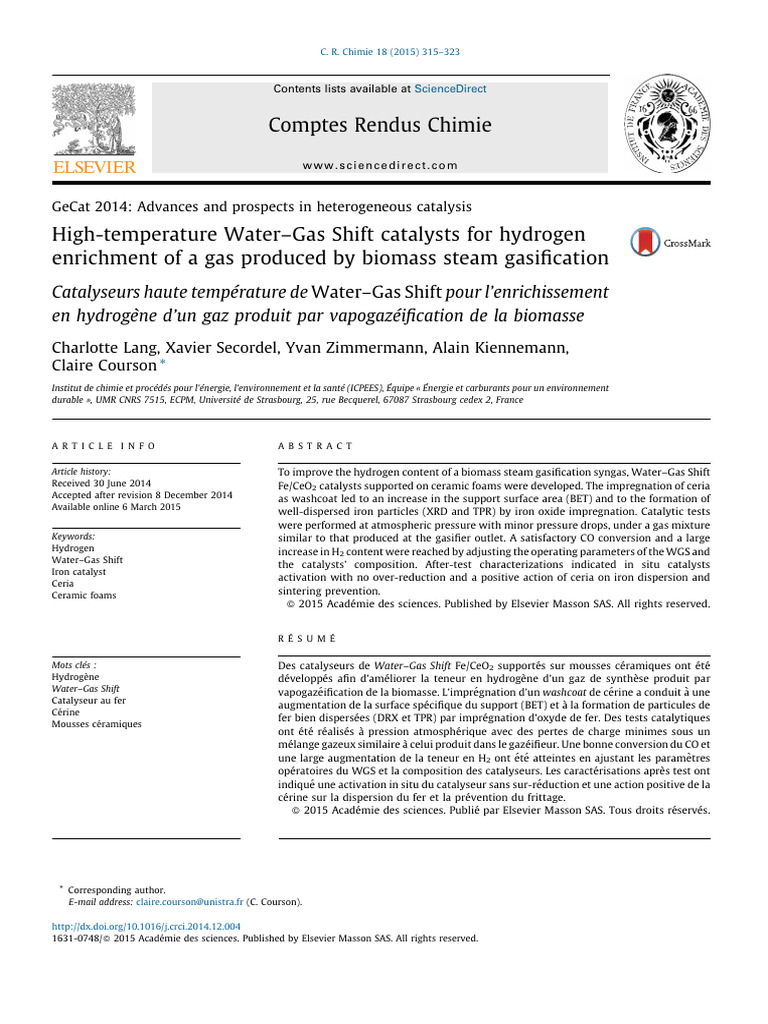 High Temperature Water Gas Shift Catalysts For Hydrogen Enri - 2015 ...