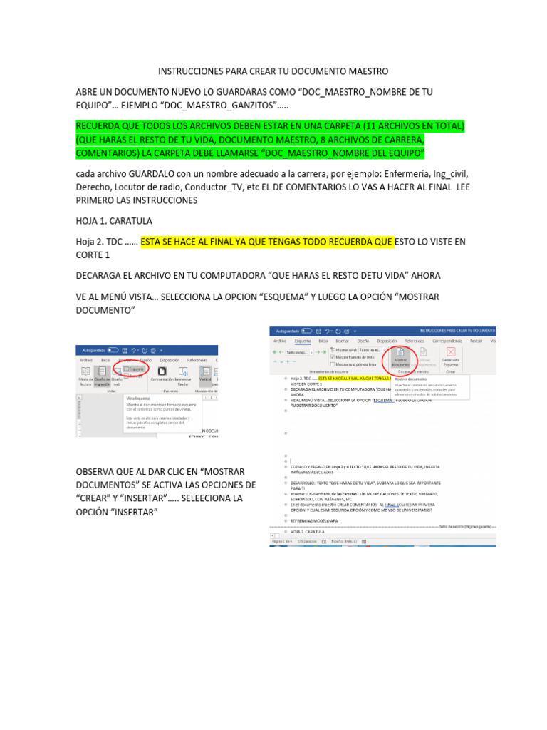 Instrucciones Para Crear Tu Documento Maestro | Descargar gratis PDF | Informática