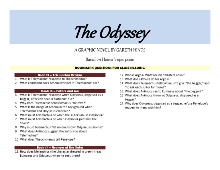 The Odyssey Graphic Novel Study Guide | PDF