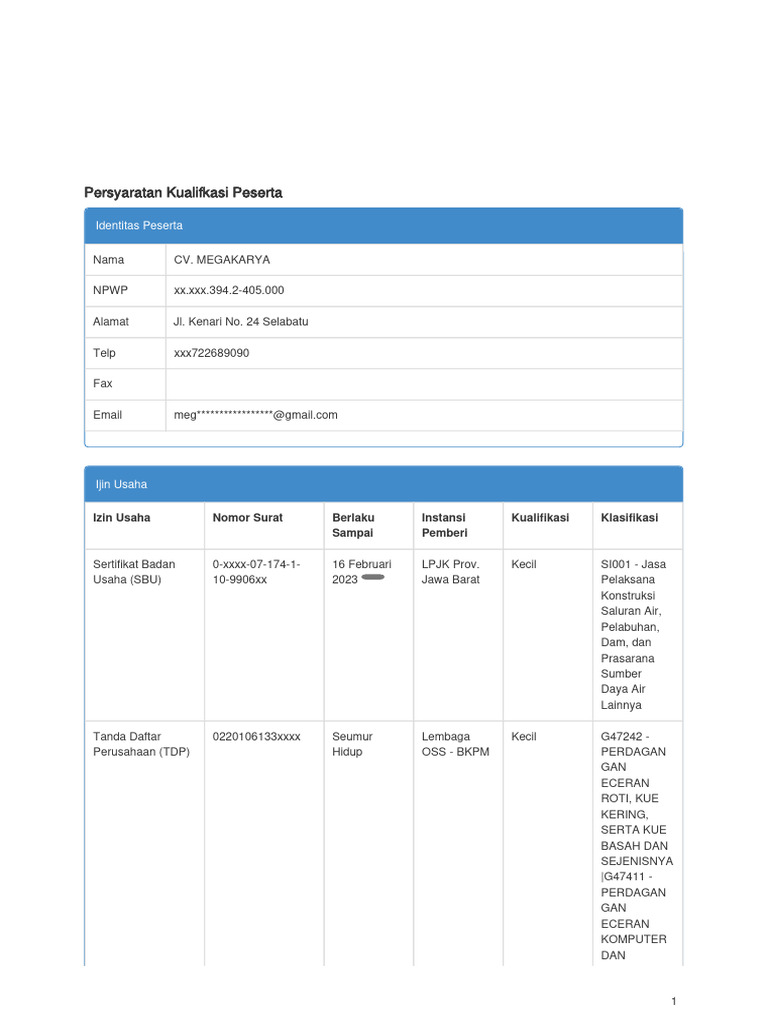 Lampiran 4 - Dokumen Kualifikasi | PDF