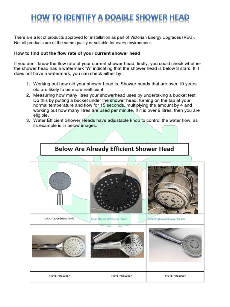 Guide to Shower Head Assessment | PDF