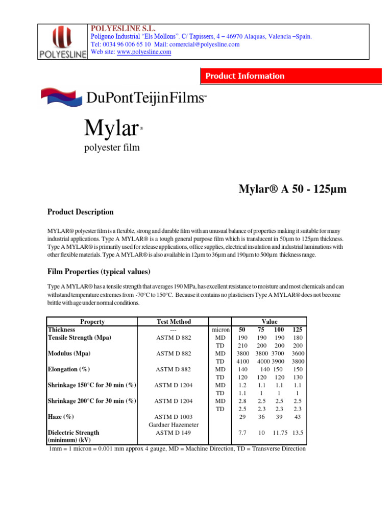 Mylar | PDF | Strength Of Materials | Polyester