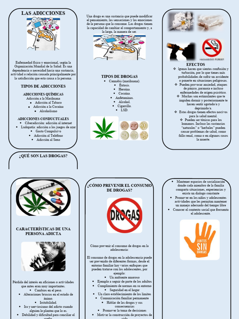 Triptico de Las Adicciones | PDF | Drogas | Cannabis (Droga)