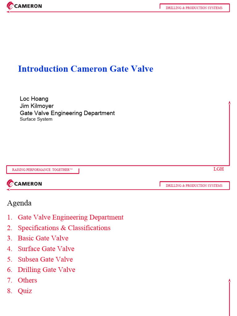 00 Cameron Gate Valve Introduction | PDF | Valve | Actuator