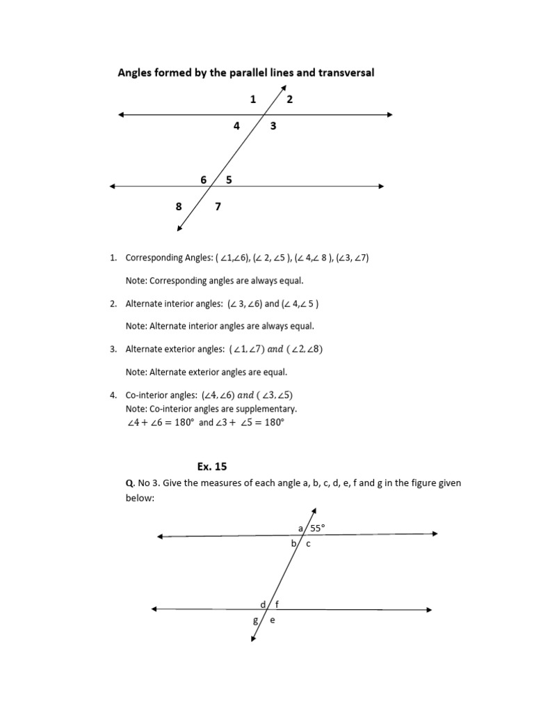 Class 7 Parallel Lines Notes Icse | PDF
