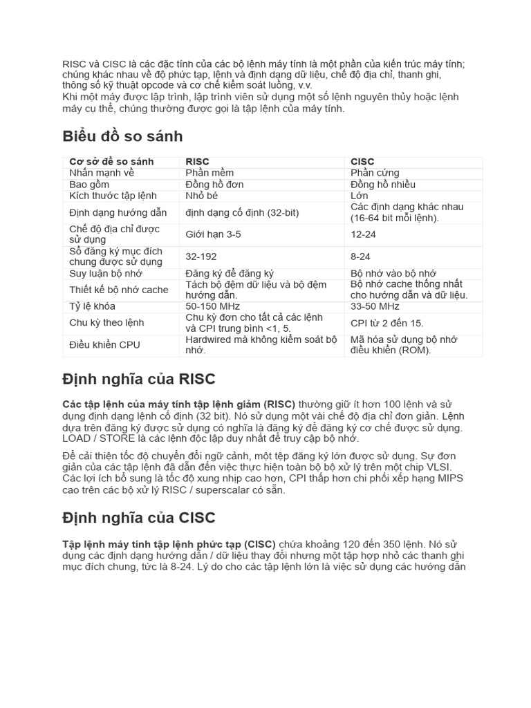 RISC Vs CISC - SSD | PDF
