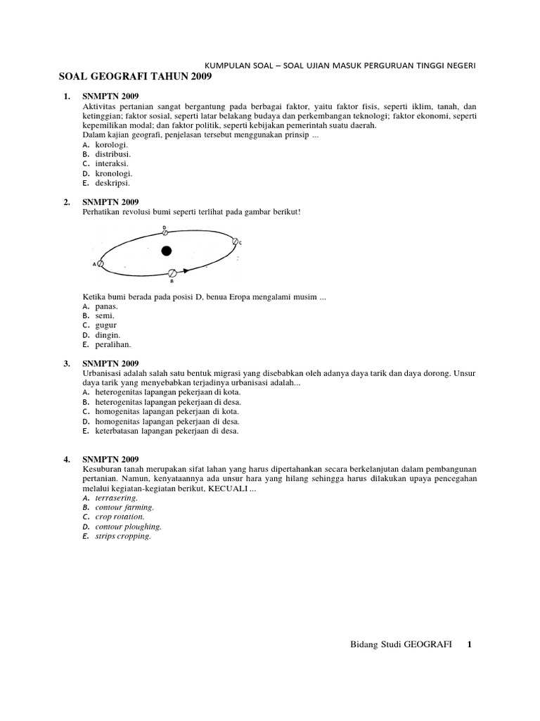 Uji Coba Latihan Soal Utul Ugm Geografi | PDF | Sains & Matematika