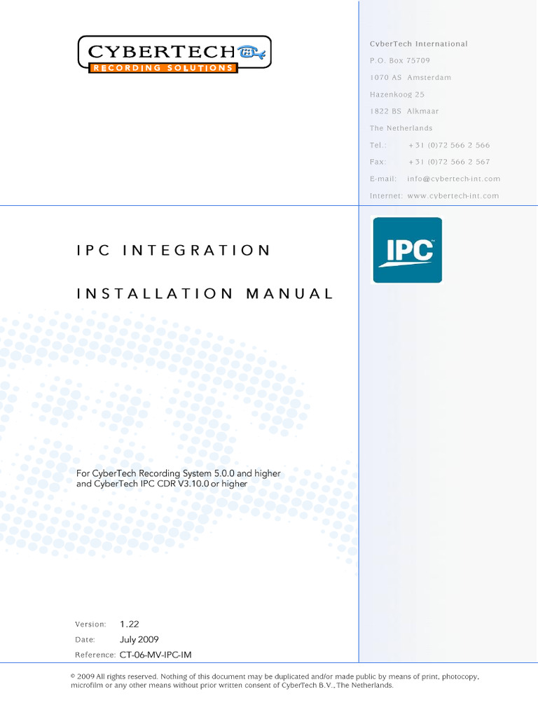 CyberTech - IPC Intergration (Installation Manual) v1.22 | PDF | Telecommunications | Computer ...