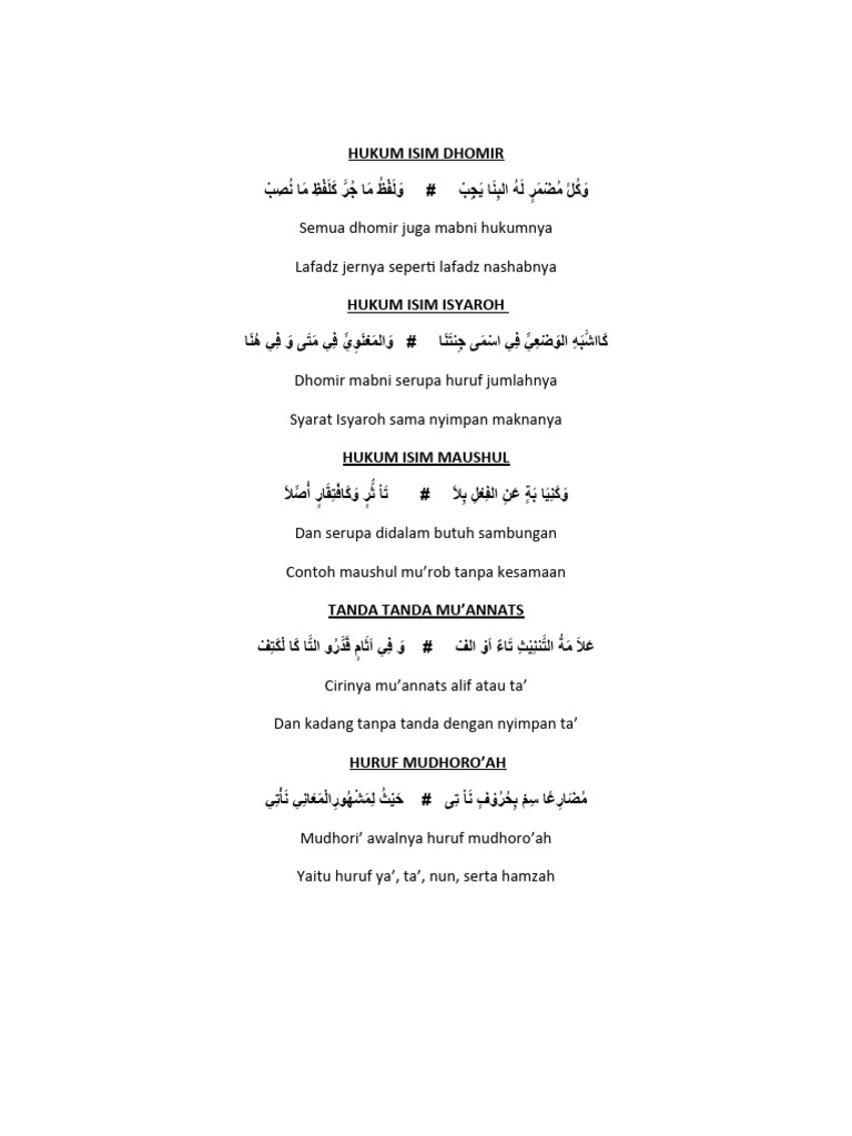 Hukum Isim Dhamir | PDF