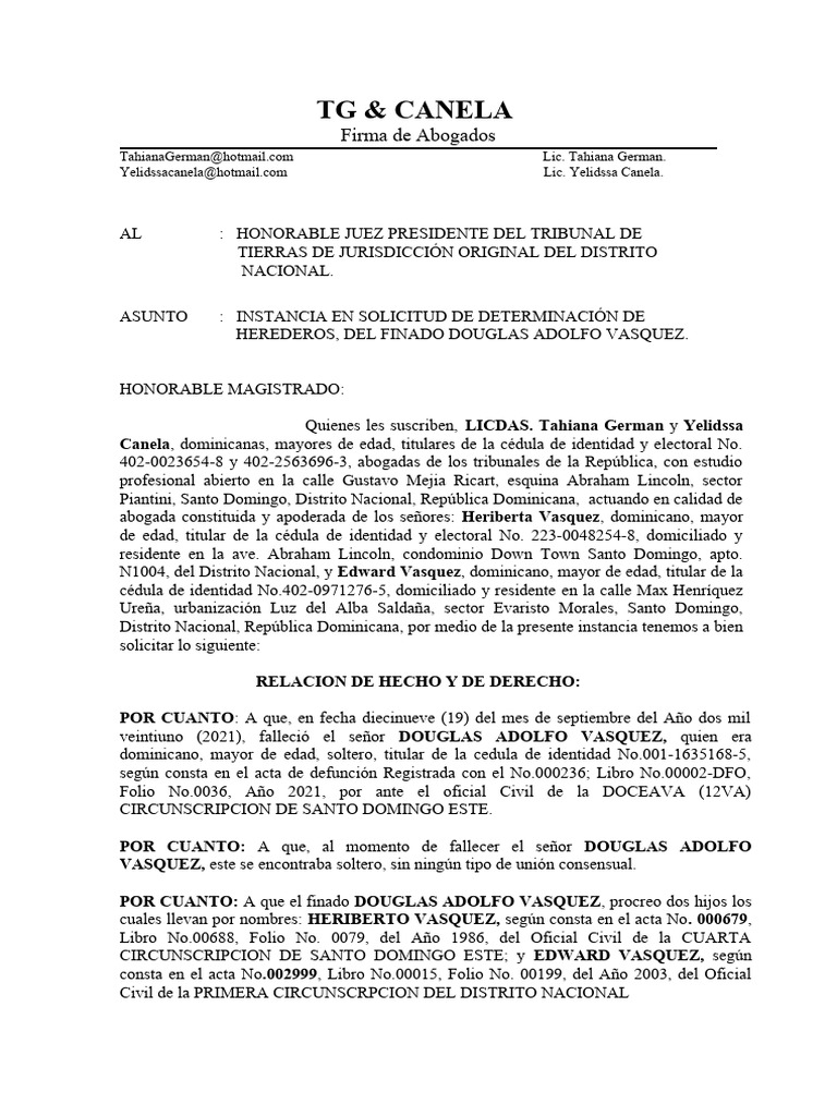Instancia Determinacion Herederos | Descargar gratis PDF | República ... Instancia Determinacion Herederos | Descargar gratis PDF | República ...
