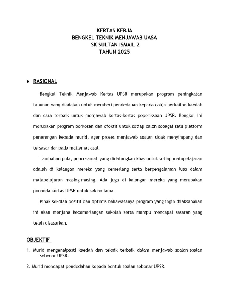 KERTAS_KERJA_BENGKEL_TEKNIK_MENJAWAB_UPS | PDF