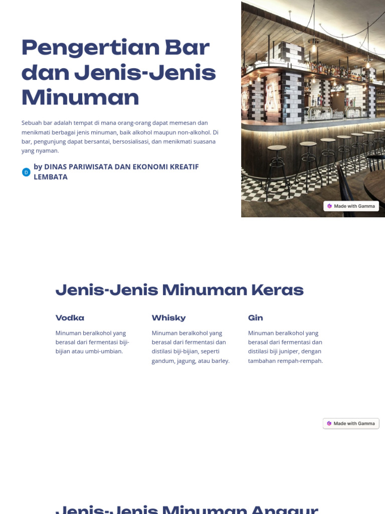 Pengertian Bar Dan Jenis Jenis Minuman | PDF