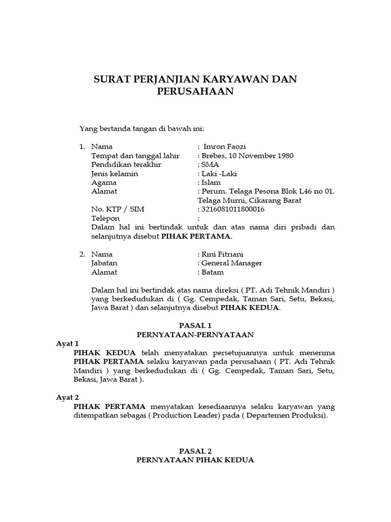 Leader Produksi-Imron Faozi | PDF