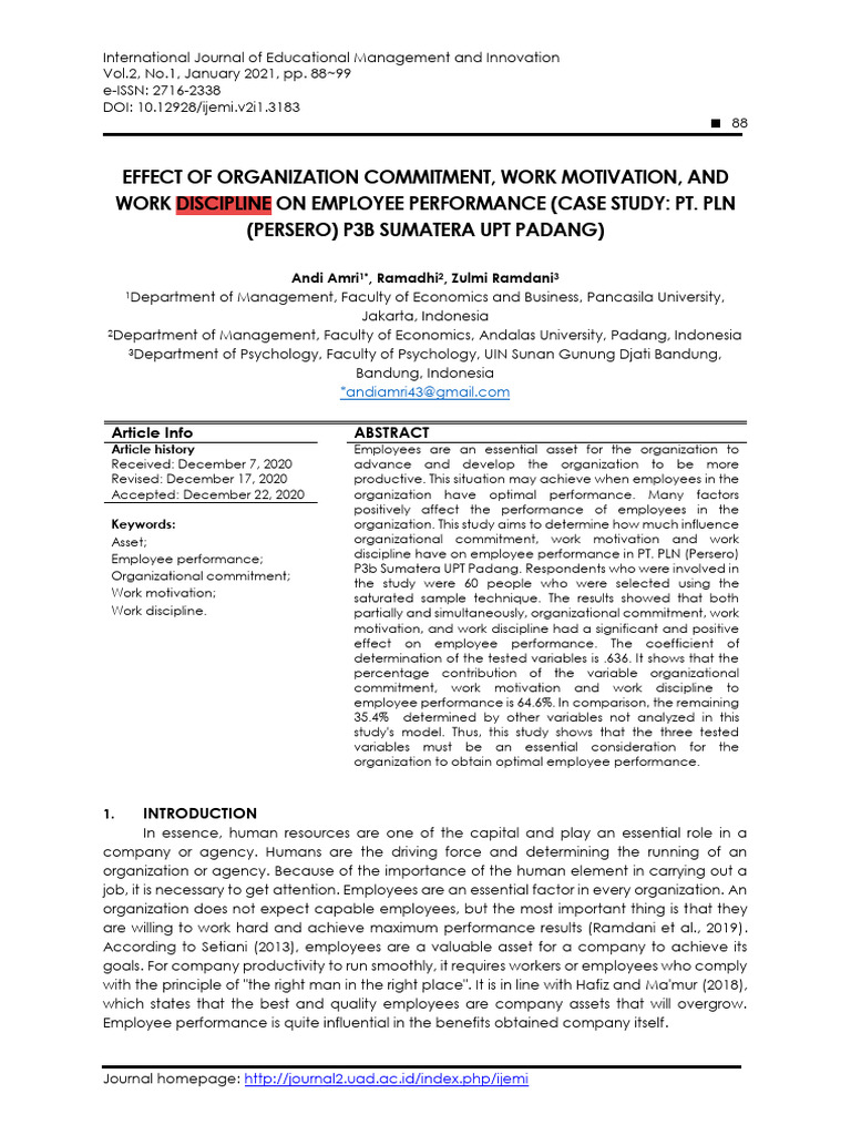 9 Effect of Organization Commitment, Work Motivation, and Work ...