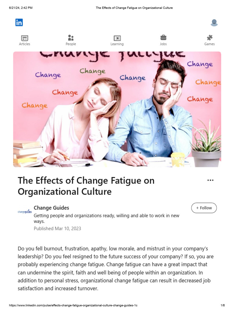 The Effects of Change Fatigue On Organizational Culture | Download Free ...