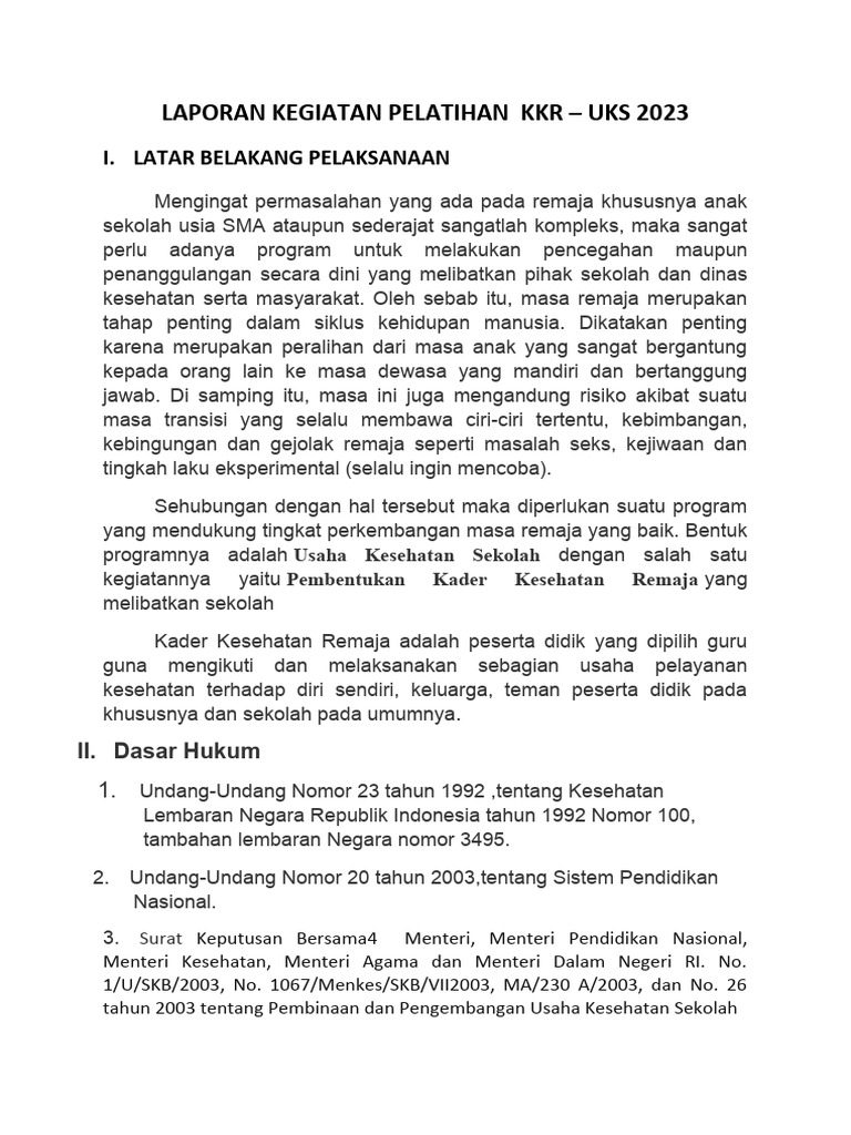 Laporan Ketua Panitia KKR 2023 | PDF