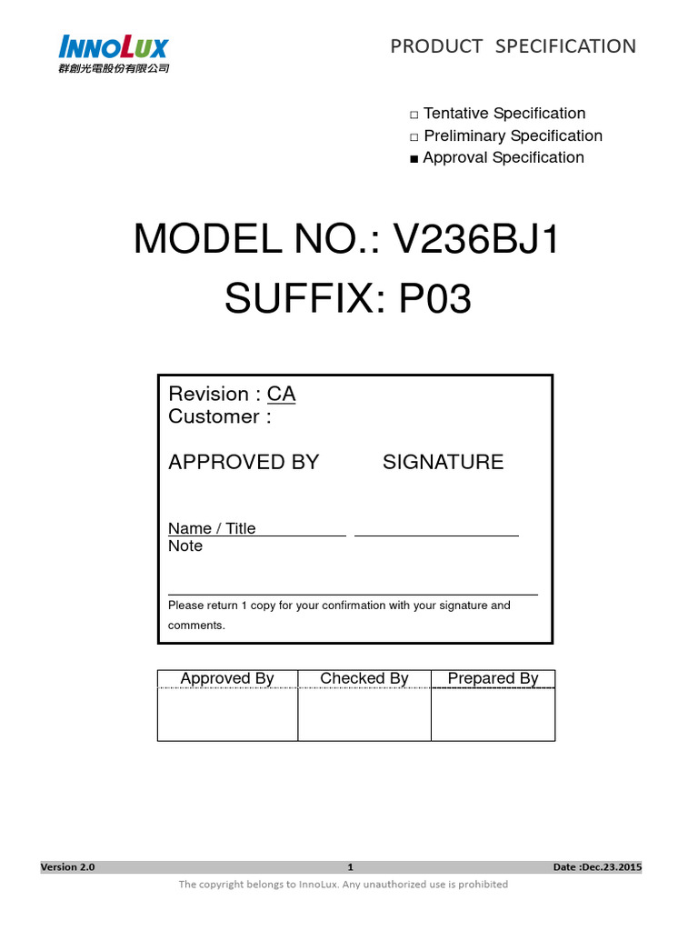 V236BJ1-P03 | PDF | Electrical Engineering | Manufactured Goods