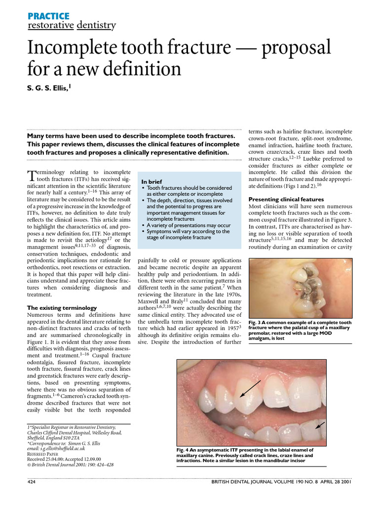 Incomplete tooth fracture — proposal ellis | Download Free PDF | Human ...