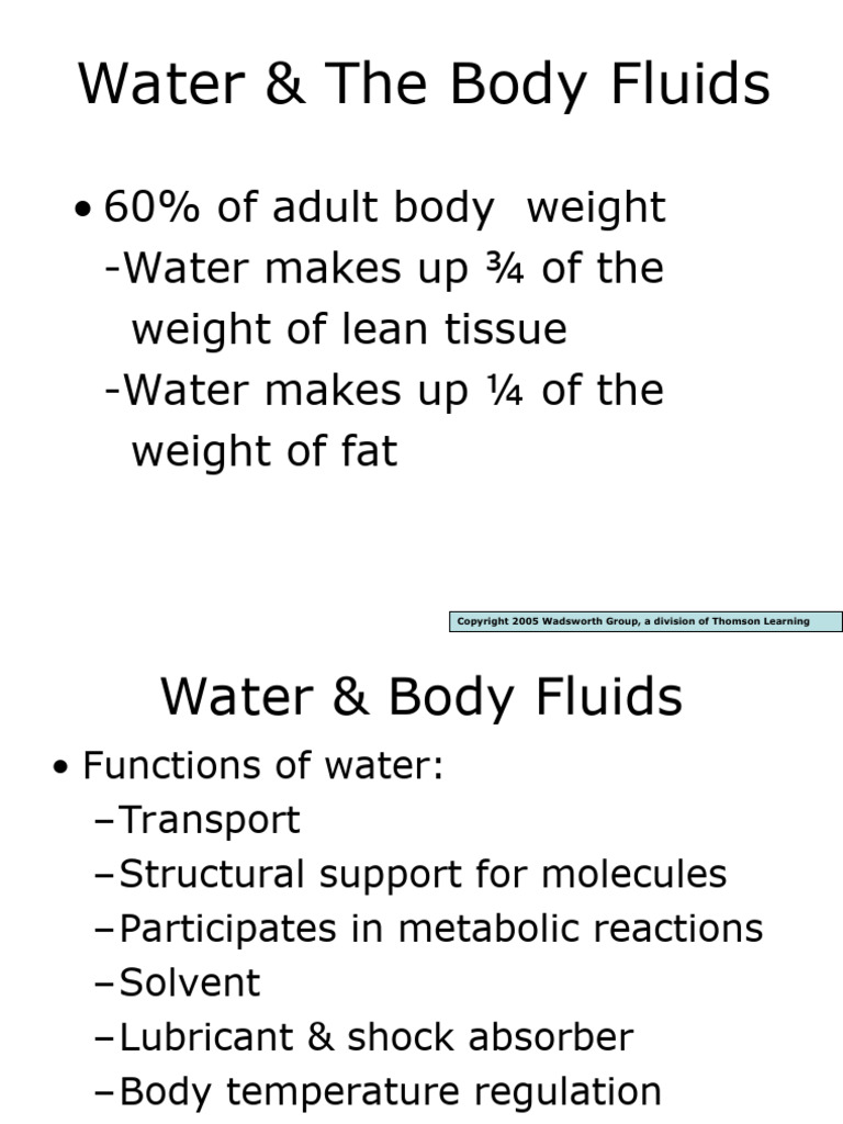 Water & The Body Fluids | PDF | Electrolyte | Blood