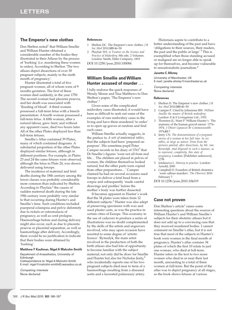 Allotey 2010 William Smellie and William Hunter Accused of Murder | PDF ...